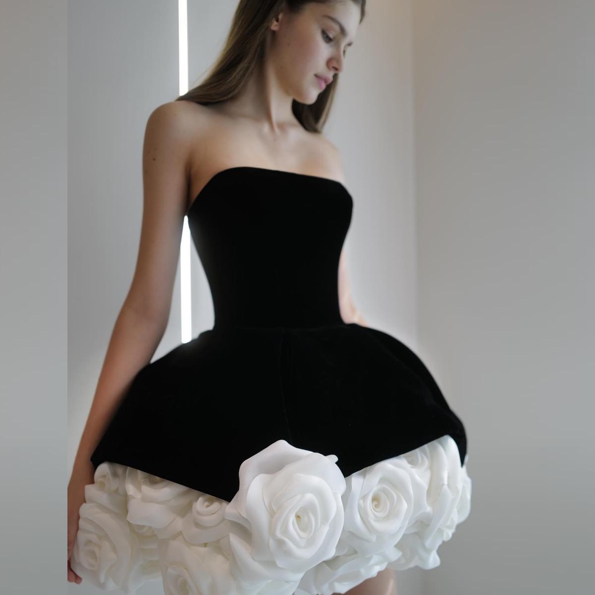 short puffy dresses black