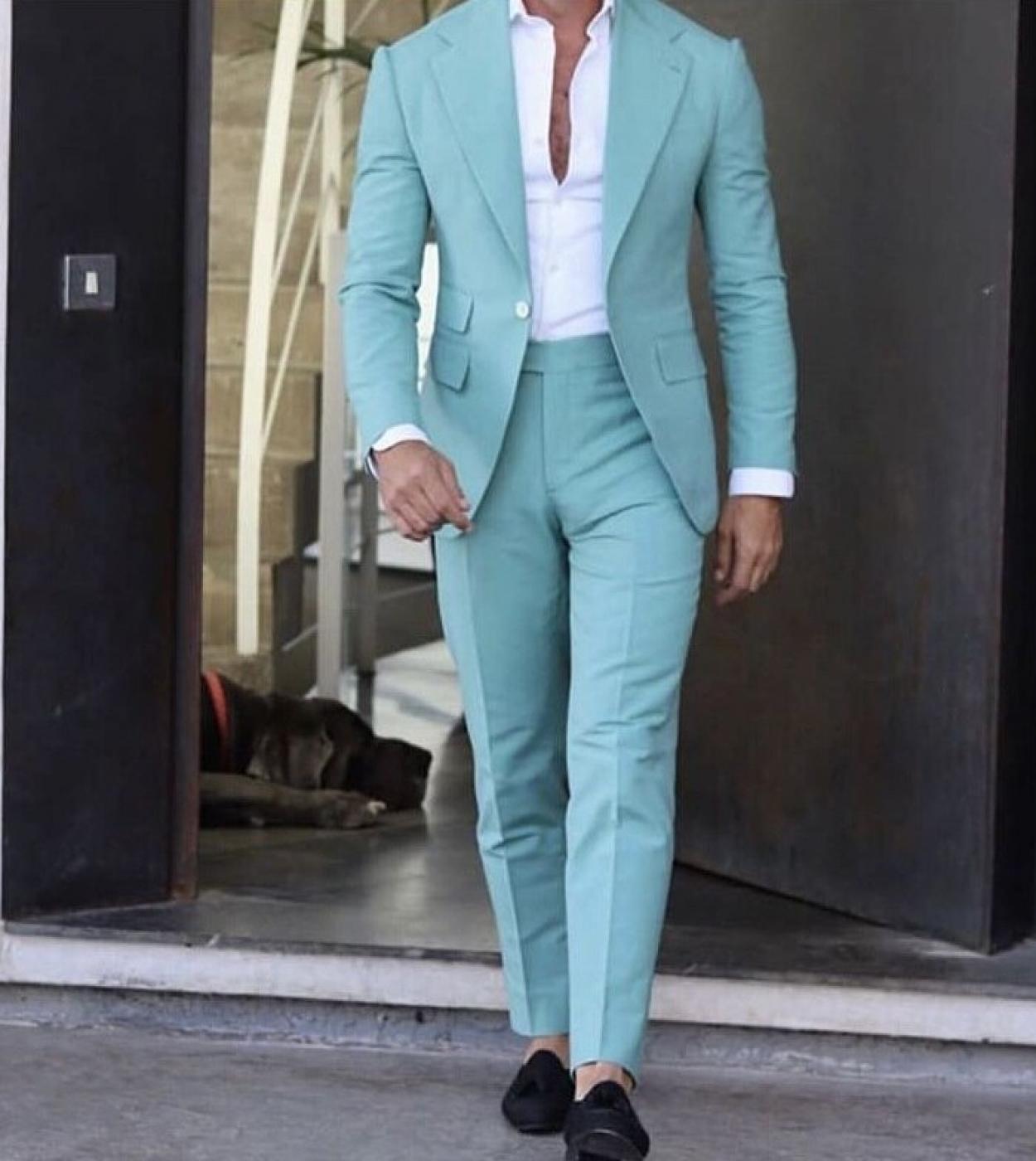 mint colour suit